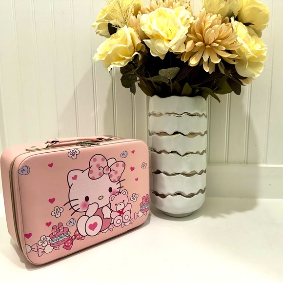 Sanrio | Bags | Hello Kitty Cosmetic Case With A Soft Pink Leather Color | Poshmark